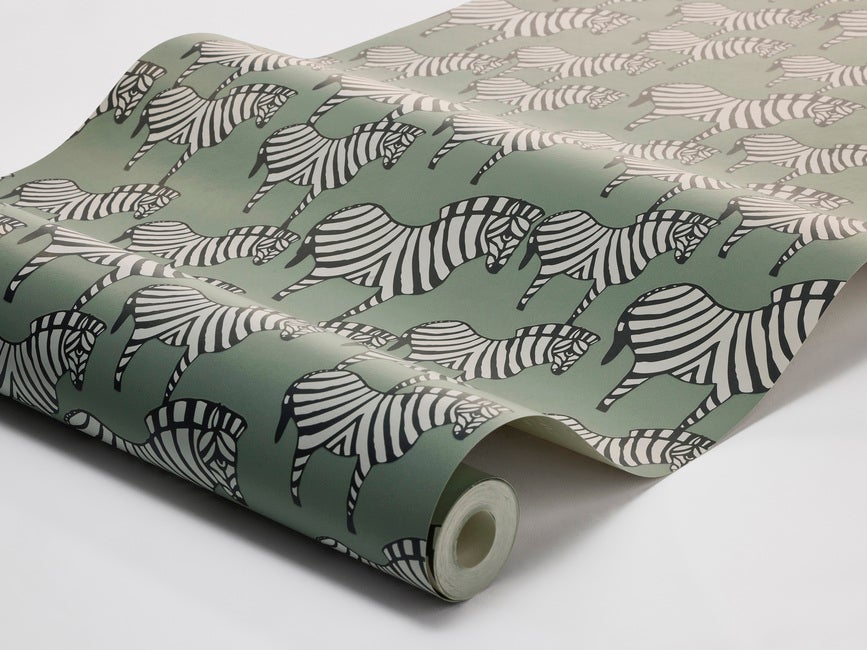 Lisa Larson Zebra, 1379, Green wallpaper - Boråstapeter