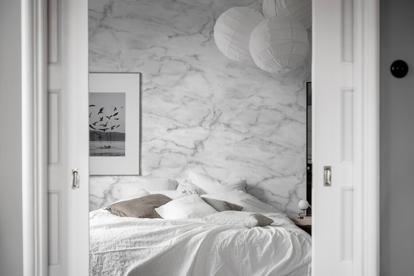 Magic Marble, White custom-fit wallpaper - Boråstapeter