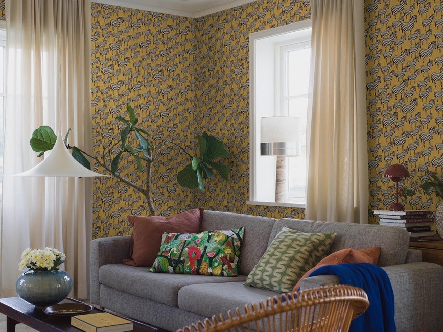 Lisa Larson Zebra, 1378, Yellow wallpaper - Boråstapeter