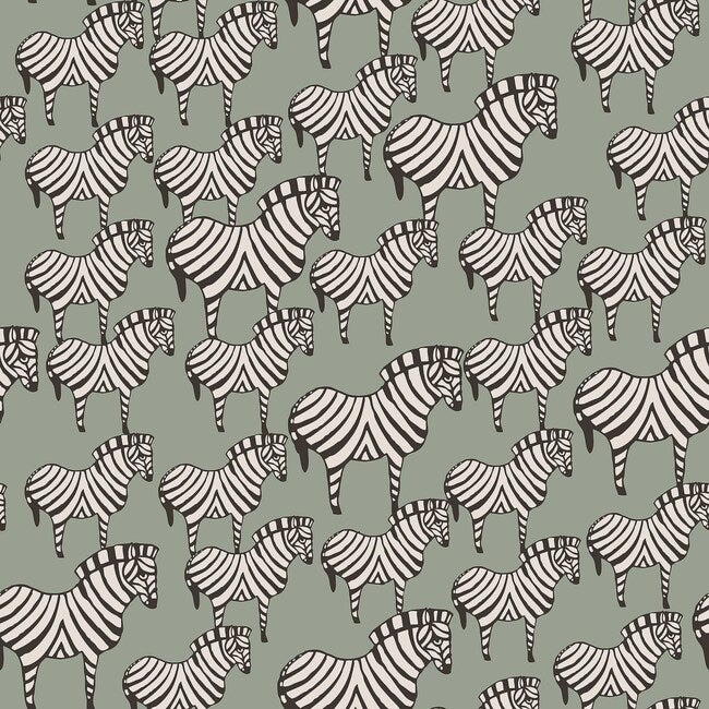 Lisa Larson Zebra, 1379, Green wallpaper - Boråstapeter